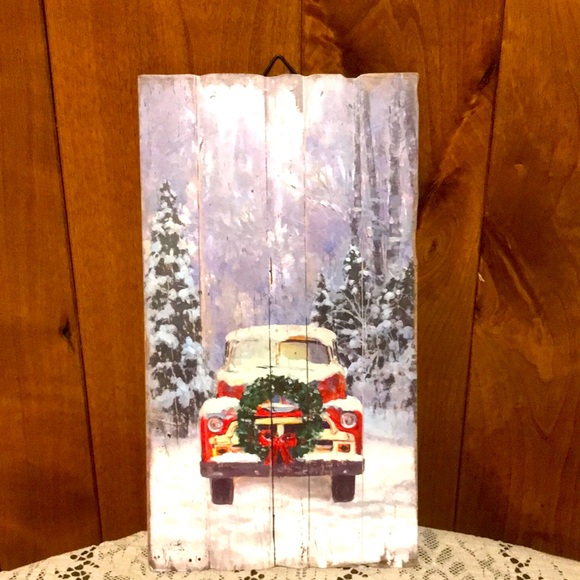 Holiday | Nwt Holiday Wood Slat Sign Red Truck | Poshmark